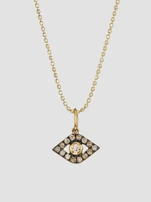 SYDNEY EVAN Evil Eye 14k Yellow & Gold, Diamond & Brown Diamond Necklace - Multi