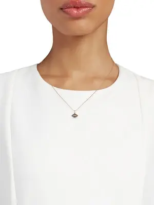 SYDNEY EVAN Evil Eye 14k Yellow & Gold, Diamond & Brown Diamond Necklace