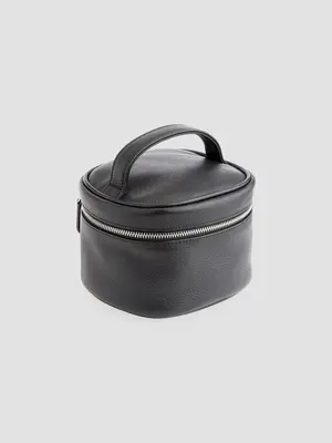 ROYCE NEW YORK Compact Leather Cosmetic Bag - Black