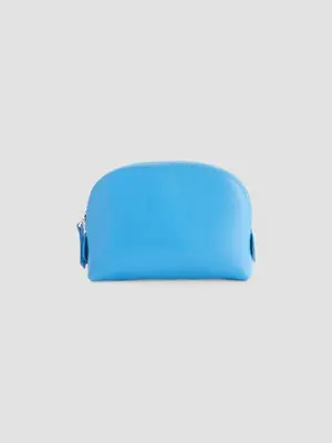 ROYCE NEW YORK Compact Leather Cosmetic Bag Light Blue