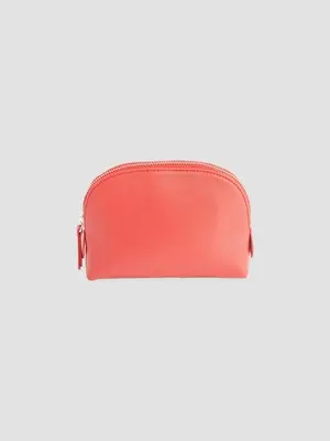 ROYCE NEW YORK Compact Leather Cosmetic Bag Red