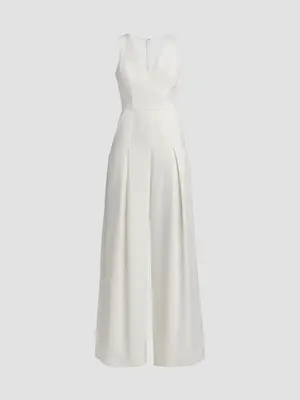 Amsale Crepe Wide-leg Jumpsuit
