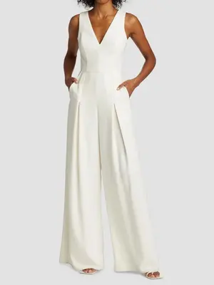 Amsale Crepe Wide-leg Jumpsuit