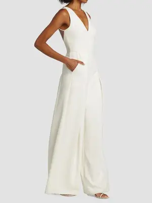 Amsale Crepe Wide-leg Jumpsuit