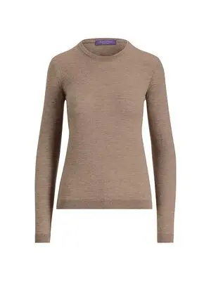 Ralph Lauren Cashmere Crewneck Sweater Fawn Melange