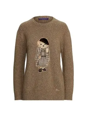 Ralph Lauren Palazzo Polo Bear Cashmere Sweater Cremini Mouline