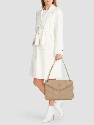 Saint Laurent Puffer Leather Shoulder Bag - Dark Beige