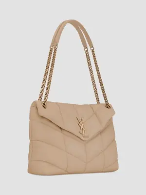 Saint Laurent Puffer Leather Shoulder Bag - Dark Beige