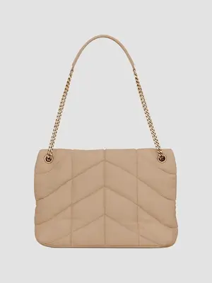 Saint Laurent Puffer Leather Shoulder Bag - Dark Beige