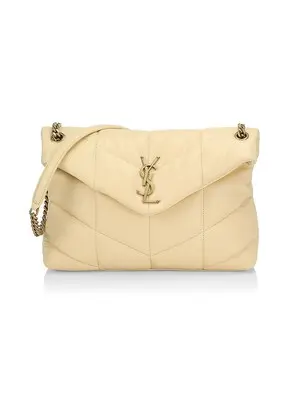 Saint Laurent Saint Laurent Puffer Medium Leather Shoulder Bag Light Vanilla