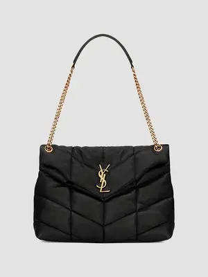 Saint Laurent Puffer Leather Shoulder Bag - Noir