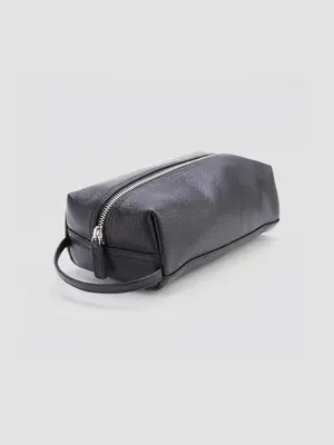 ROYCE NEW YORK Compact Leather Toiletry Bag - Black