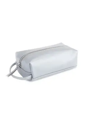 ROYCE NEW YORK Compact Leather Toiletry Bag Silver