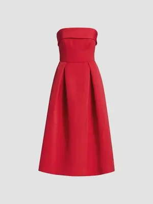 Amsale Faille Strapless Dress - Cardinal