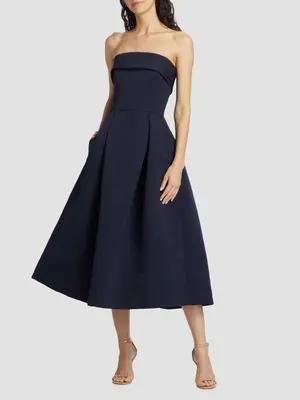Amsale Faille Strapless Dress - Navy