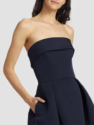 Amsale Faille Strapless Dress - Navy