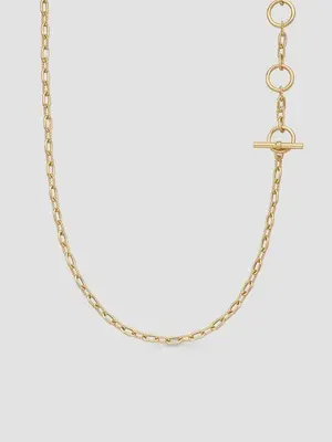 David Yurman Dy Madison Three Ring Chain Necklace In 18k 3mm - Gold