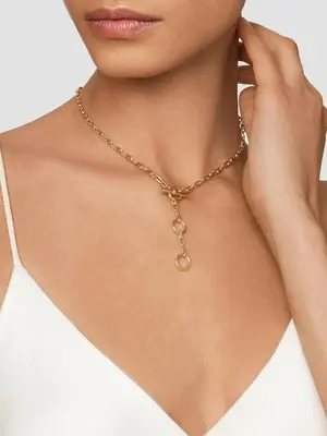 David Yurman Dy Madison Three Ring Chain Necklace In 18k 3mm - Gold