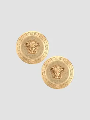 Versace Tribute Goldtone Button Earrings - Gold