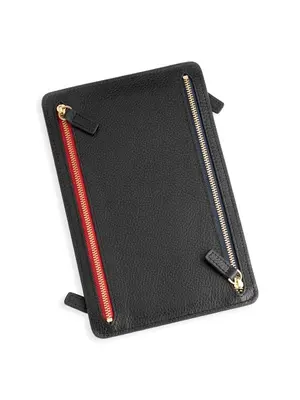 ROYCE NEW YORK Rfid-blocking 4-zip Leather Travel Organizer - Black
