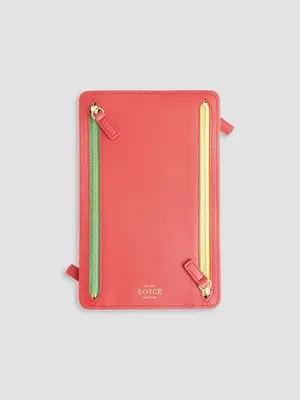 ROYCE NEW YORK Rfid-blocking 4-zip Leather Travel Organizer - Red