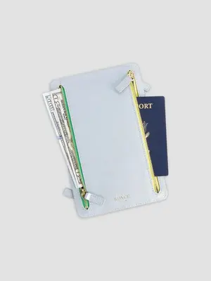 ROYCE NEW YORK Rfid-blocking 4-zip Leather Travel Organizer - Silver