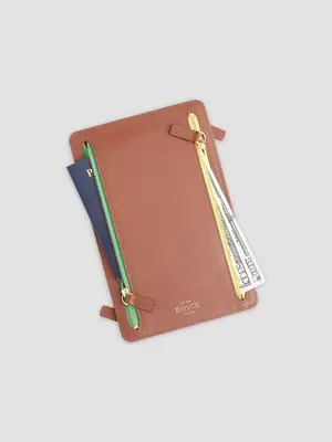 ROYCE NEW YORK Rfid-blocking 4-zip Leather Travel Organizer - Tan