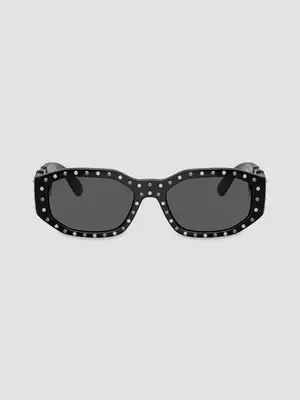 Versace 53mm Medusa Detail Oval Sunglasses - Black Grey