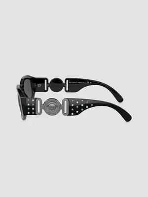 Versace 53mm Medusa Detail Oval Sunglasses - Black Grey