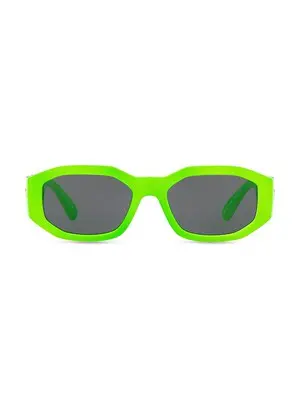 Versace 53mm Medusa Detail Oval Sunglasses Green