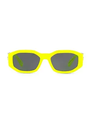 Versace 53mm Medusa Detail Oval Sunglasses Yellow