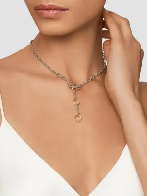 David Yurman Dy Madison Three Ring Chain Necklace In Sterling