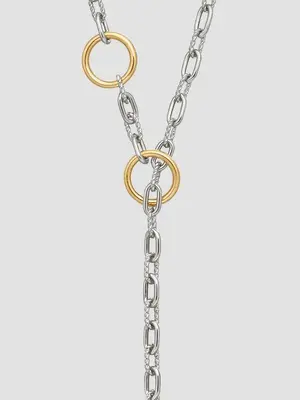 David Yurman Dy Madison Three Ring Chain Necklace In Sterling