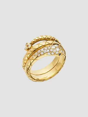 Temple St. Clair Double Serpent 18k Yellow & Diamond Ring - Gold