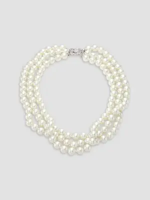 KENNETH JAY LANE Three Strand Faux- Necklace - Pearl
