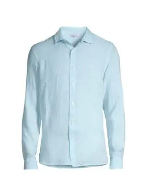 Orlebar Brown Giles Linen Shirt Blue