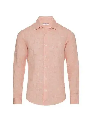 Orlebar Brown Giles Linen Shirt Orange