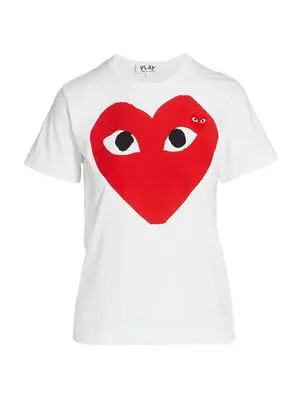 Play Comme Des Garcon Heart Cotton T-shirt - White