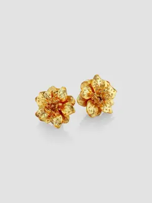 KENNETH JAY LANE Anemone Flower Clip-on Button Earrings