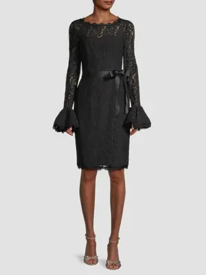 Shani Lace Bell-sleeve Sheath Dress - Black