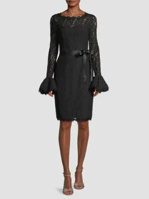 Shani Lace Bell-sleeve Sheath Dress - Black