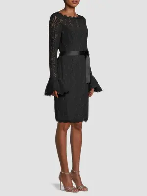 Shani Lace Bell-sleeve Sheath Dress - Black