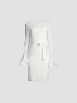 Shani Lace Bell-sleeve Sheath Dress - Ivory