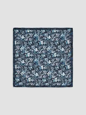 Eton Floral Silk Pocket Square - Blue