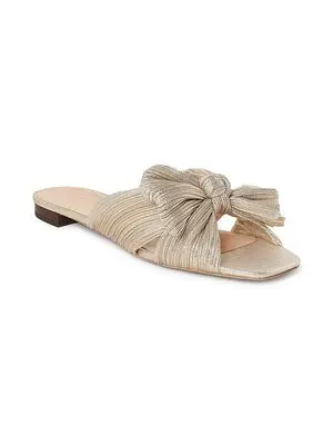 LOEFFLER RANDALL Daphne Metallic Pleated Lamé Mule Sandals