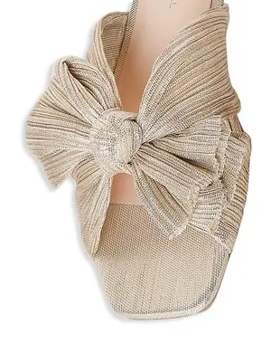 LOEFFLER RANDALL Daphne Metallic Pleated Lamé Mule Sandals