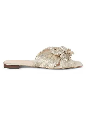 LOEFFLER RANDALL Daphne Metallic Pleated Lamé Mule Sandals
