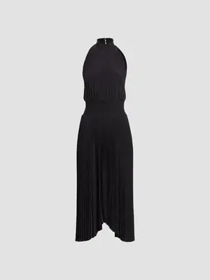 A.L.C. Renzo Plissé Halter Midi Dress - Black