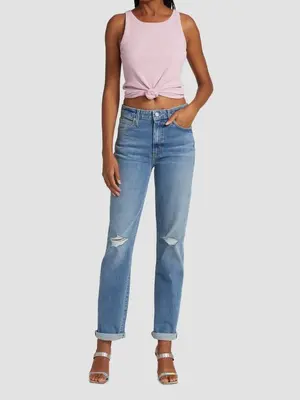 LE JEAN Sabine Distressed Straight-leg Jeans