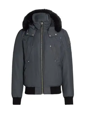 Moose Knuckles Men's Ballistic Bomber Down Jacket - Navy  Granite Black